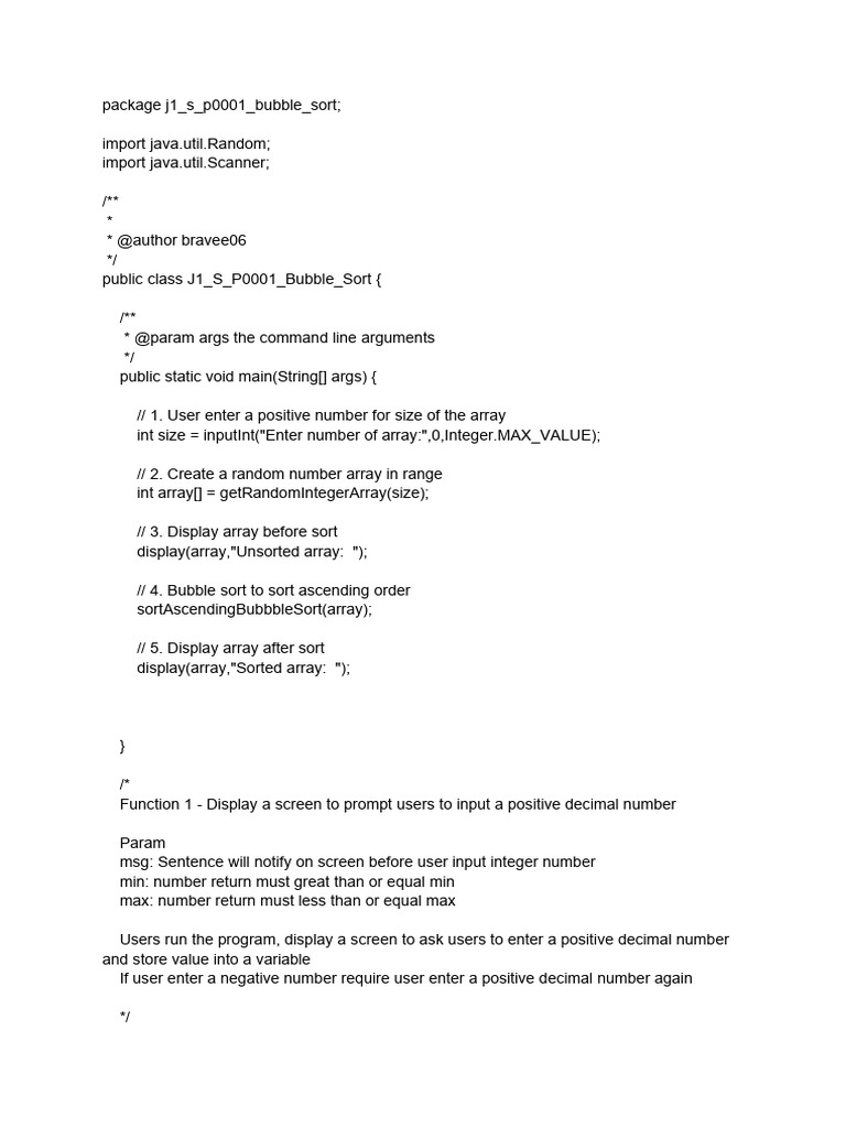 J1 S P0001 Bubble Sort | PDF | Integer (Computer Science) | Numbers