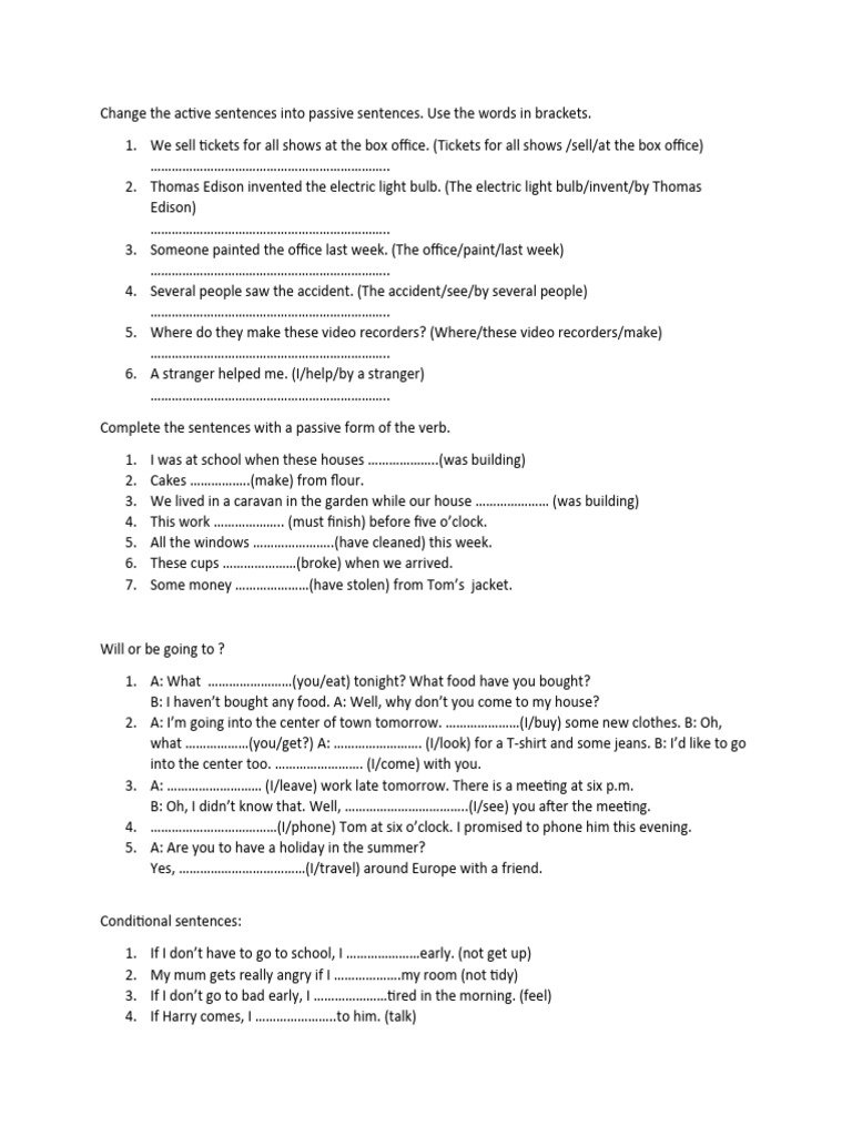 Change The Active Sentences Into Passive Sentences | PDF