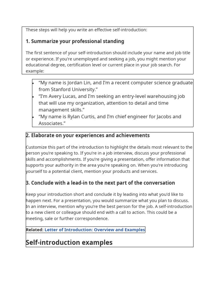These Steps Will Help You Write An Effective Self | PDF | Nonverbal ...