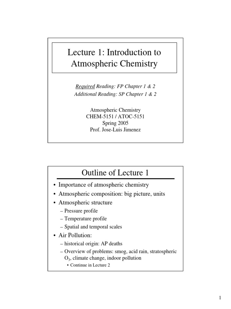 Introduction to Atmospheric Chemistry | PDF | Atmosphere | Atmosphere ...