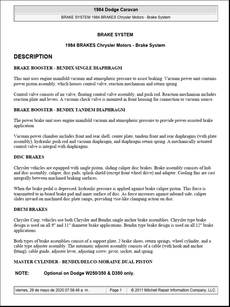 Brake System | PDF | Components | Tools