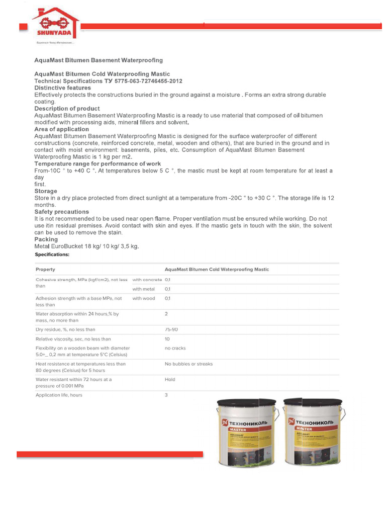 AquaMast Bitumen Datasheet | PDF
