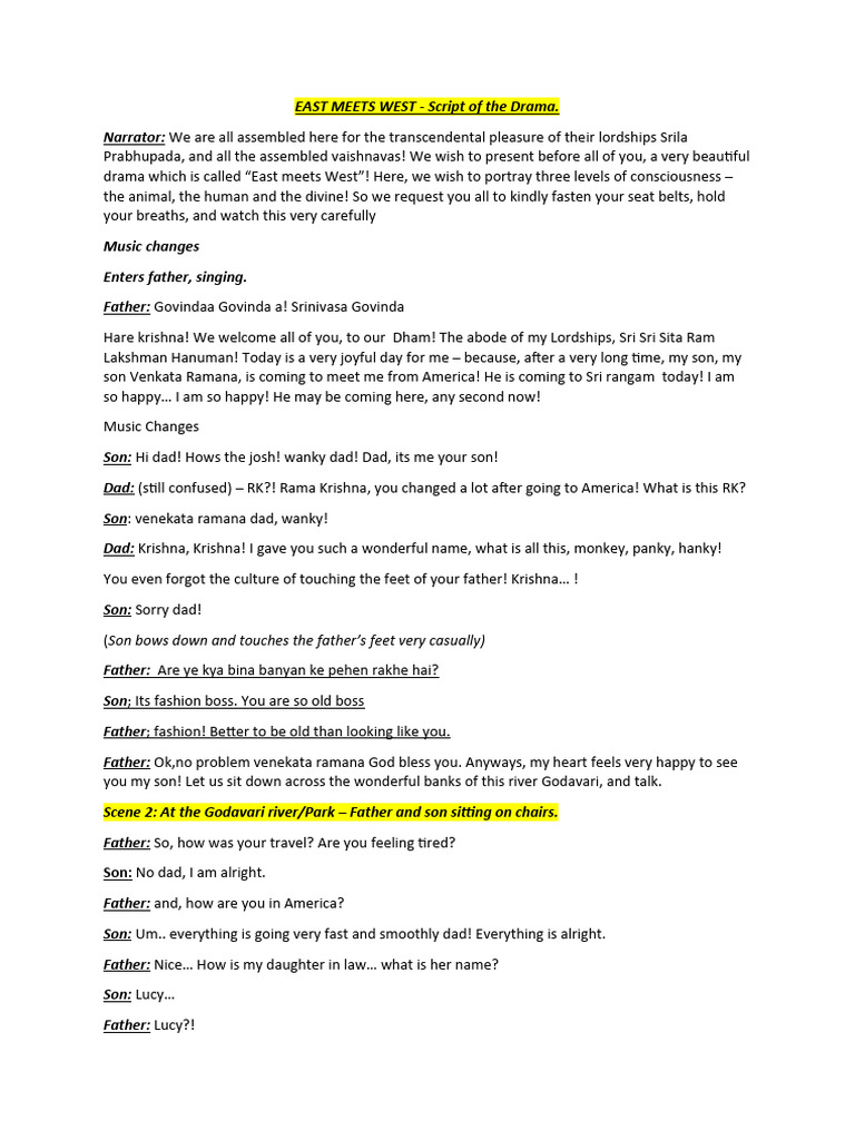East Meets West Drama Script | PDF