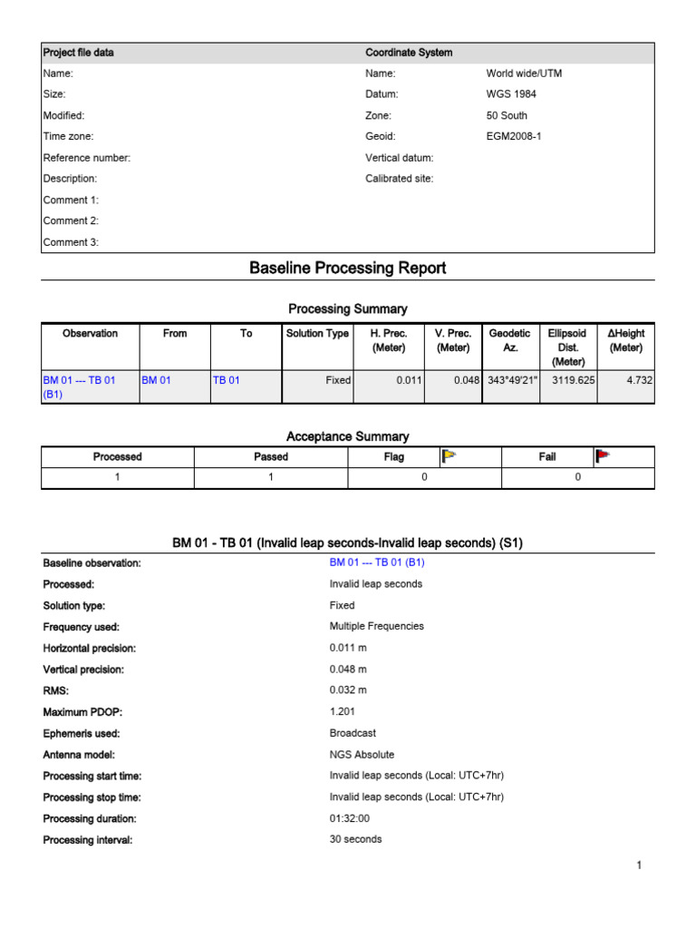 Baseline Processing Report | PDF | Cartography | Geodesy