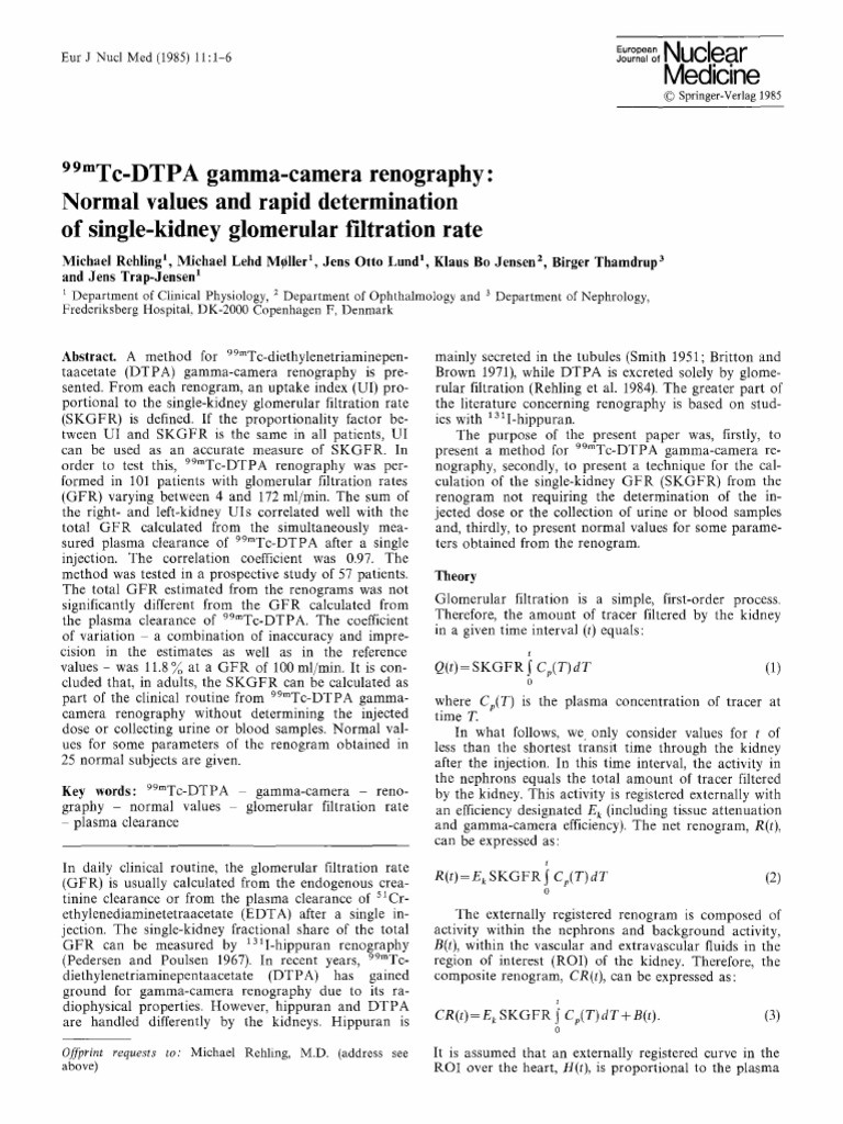DTPA Renogram | PDF | Kidney | Medical Specialties