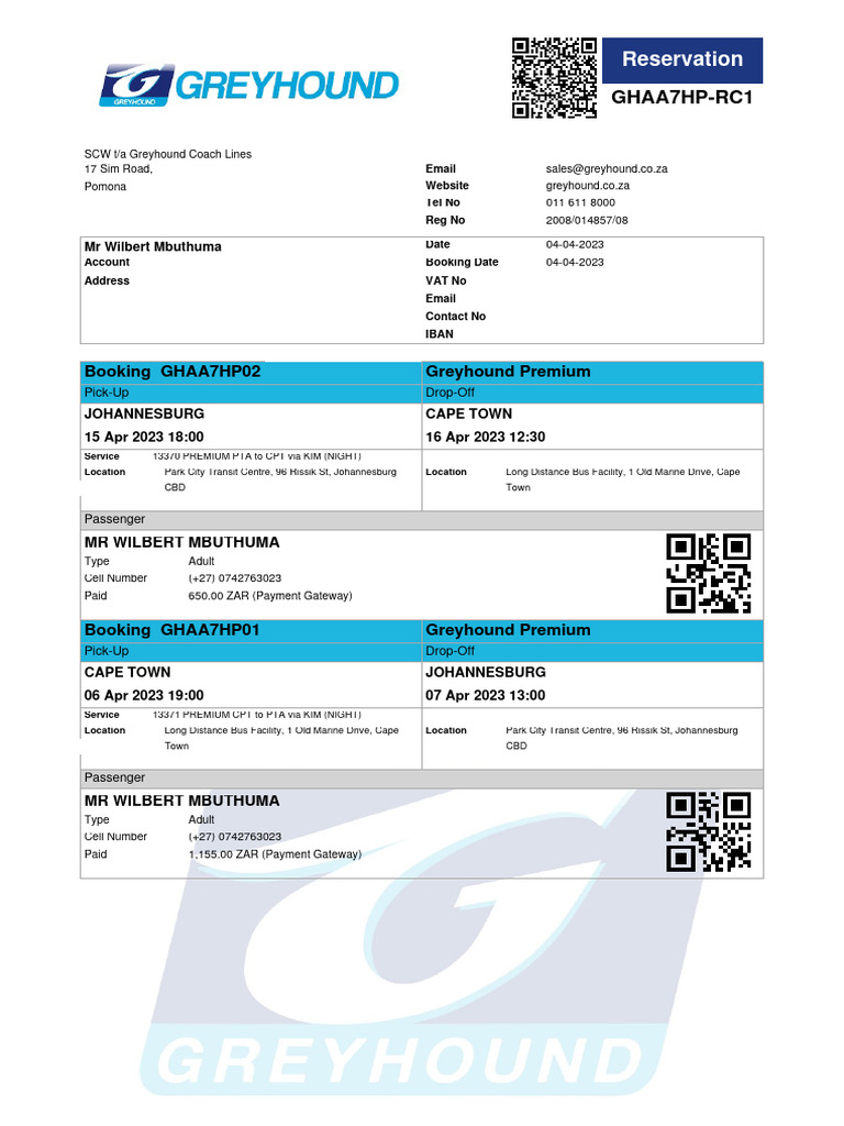 Reservation Confirmation GHAA7HP-RC1 | PDF | Bus Transport | Public Transport