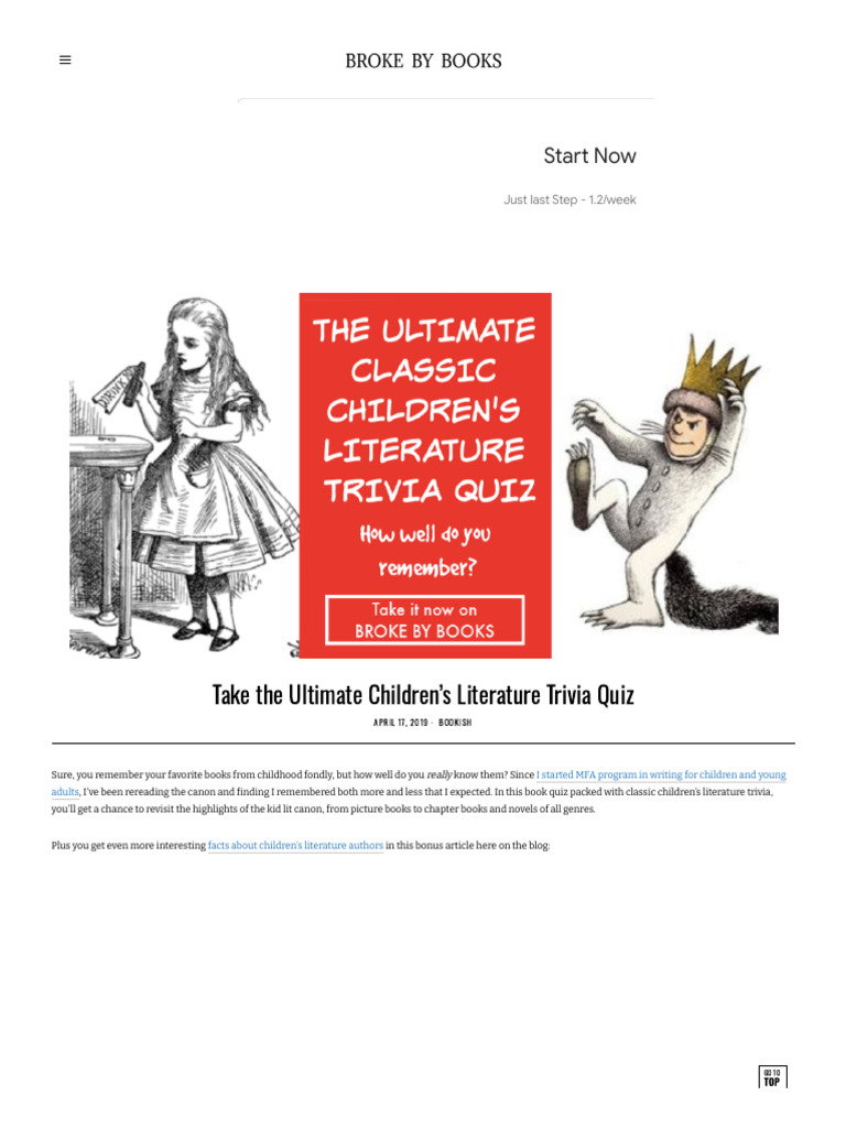 Take The Ultimate Children's Literature Trivia Quiz - Broke by Books | PDF