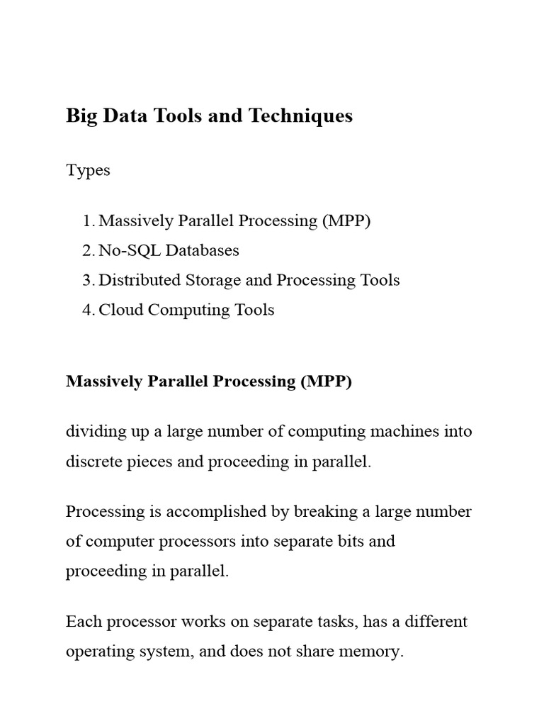 Big Data Tools and Techniques | PDF | No Sql | Databases