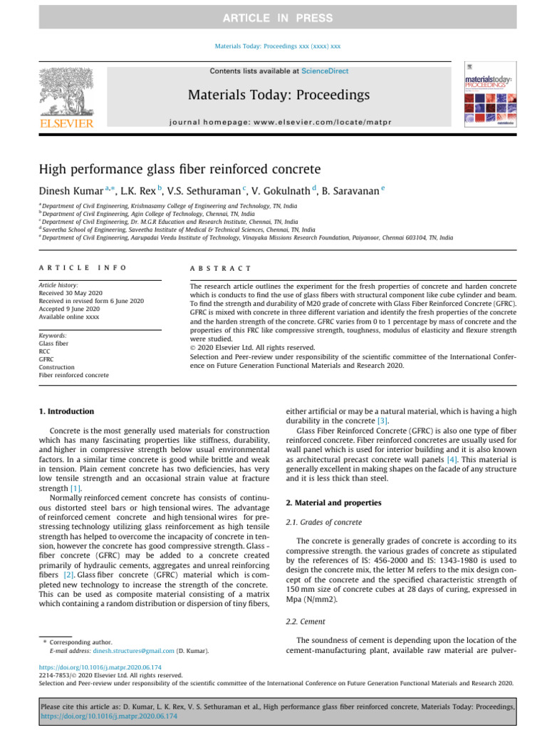 High Performance Glass Fiber Reinforced Concrete | PDF | Concrete | Reinforced Concrete