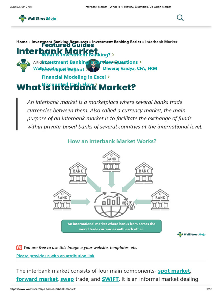 Interbank Market - What Is It, History, Examples, Vs Open Market | PDF ...