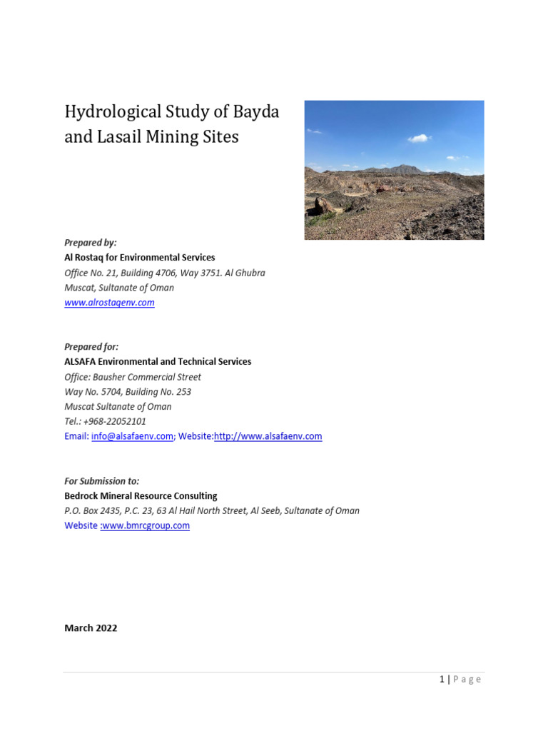 Hydrological Study - MineSites | PDF | Drainage Basin | Basalt