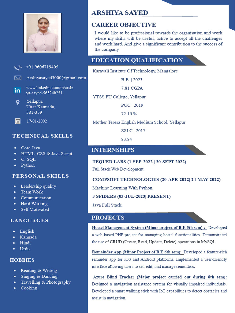 Arshiya CV | PDF | Web Application | Java (Programming Language)