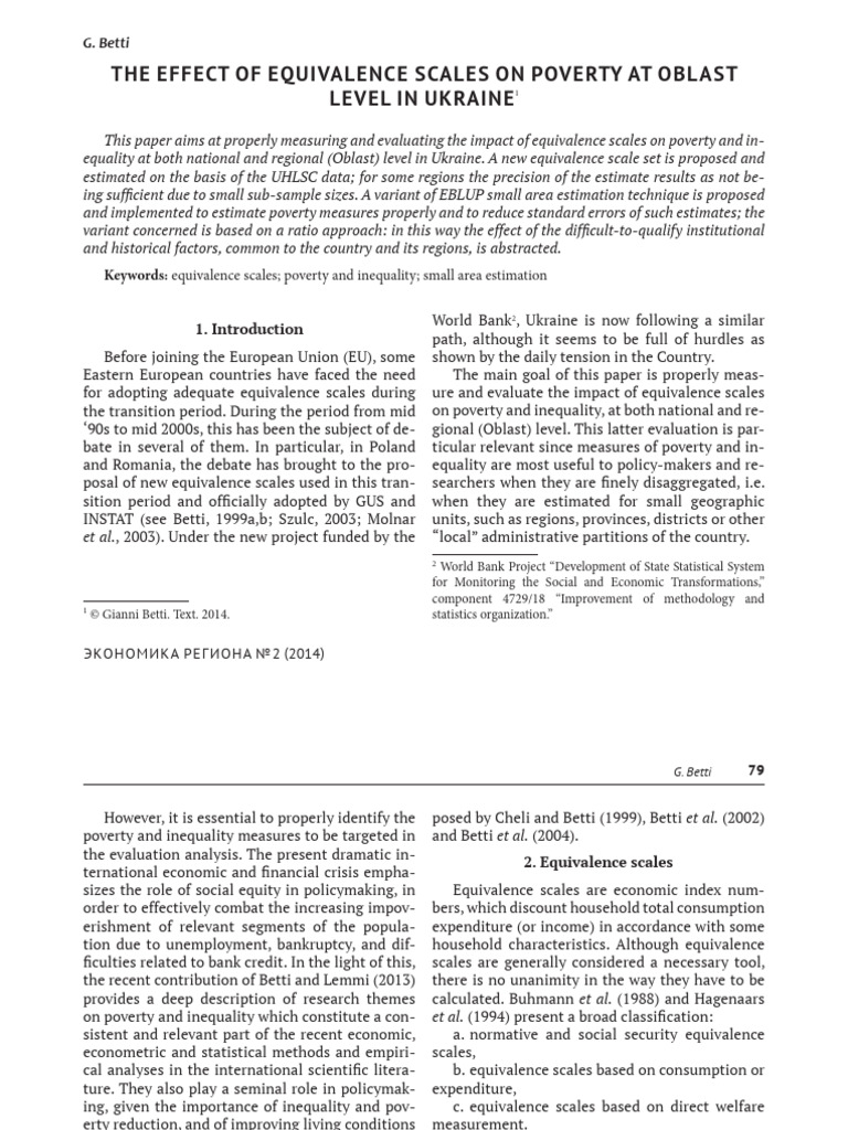 The Effect of Equivalence Scales On Poverty at Oblast Level in Ukraine ...