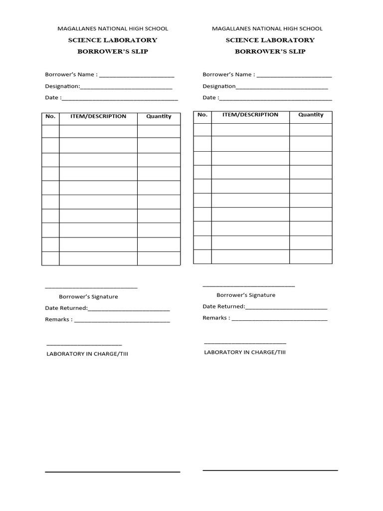 bORROWER'S sLIP | PDF