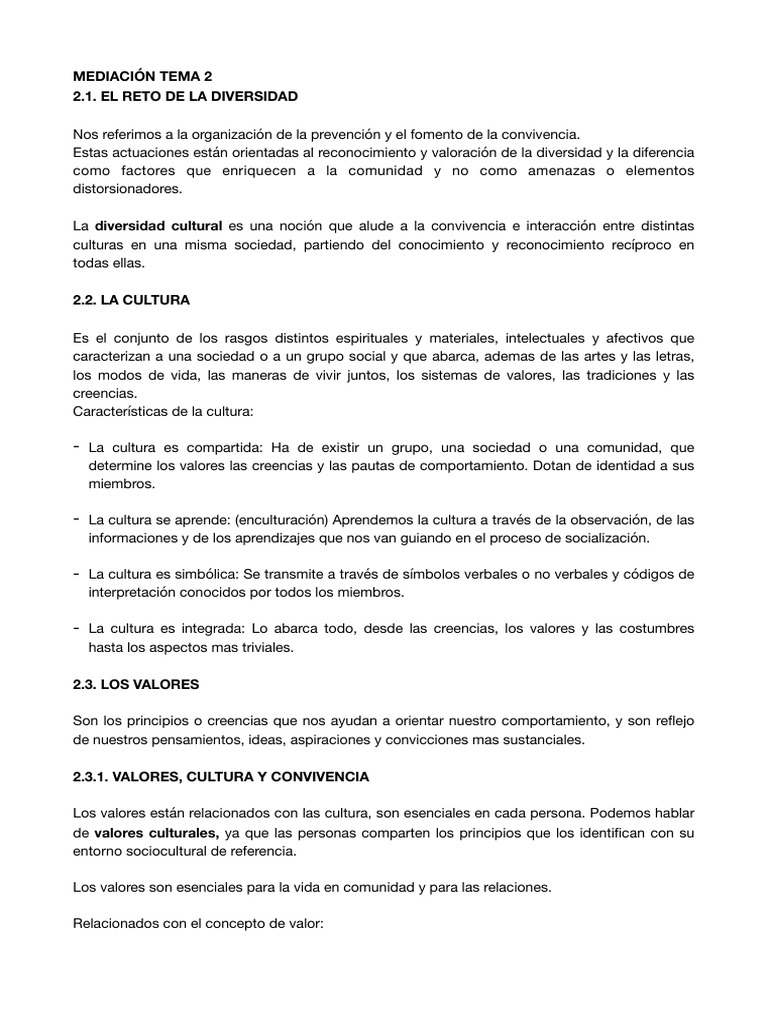 Tema 2 y 3 Mediacion Comunitaria | PDF | Sociedad | Discriminación