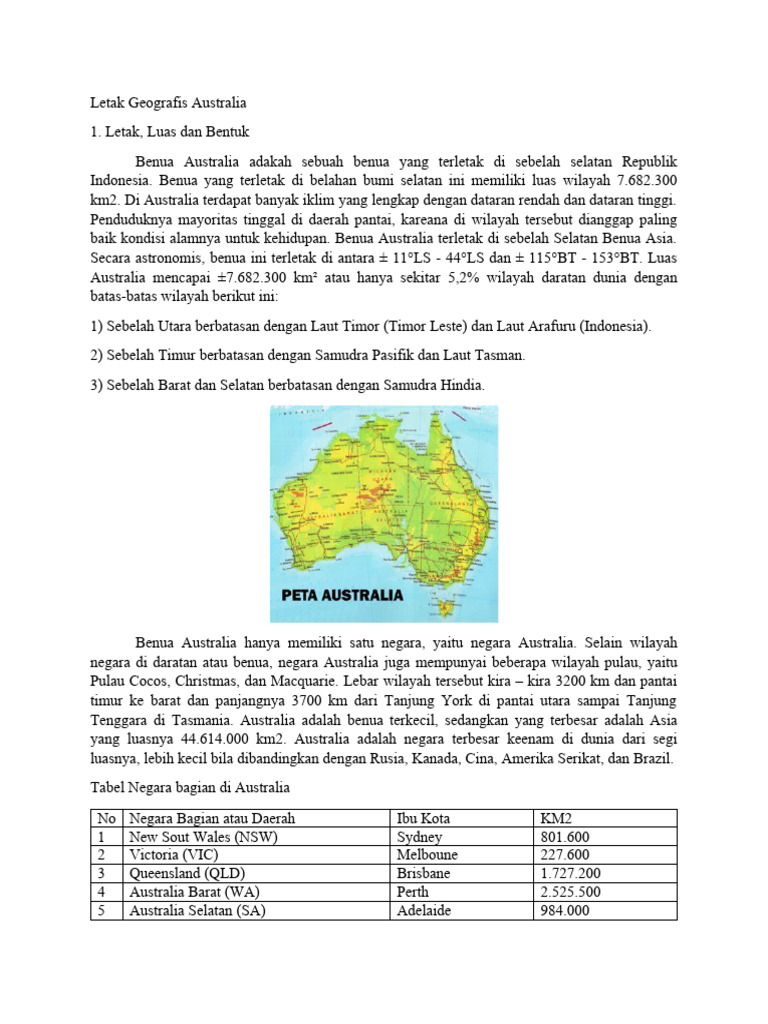 Geografi dan Iklim Benua Australia | PDF
