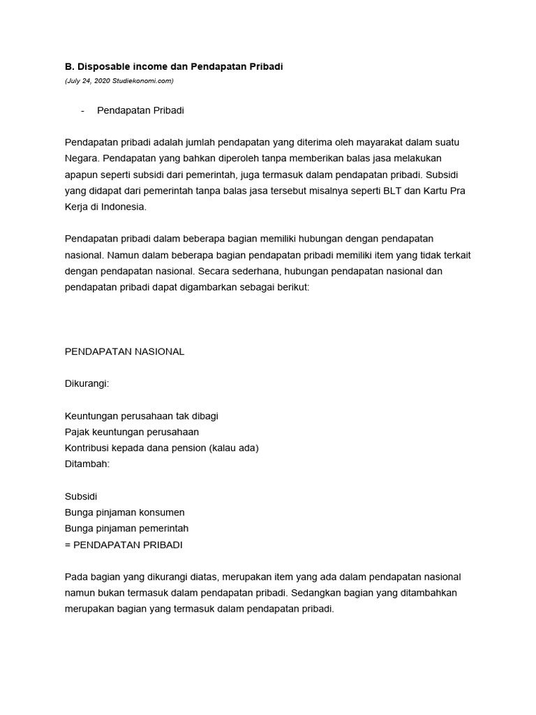 Rumus dan Pengertian Disposable Income | PDF