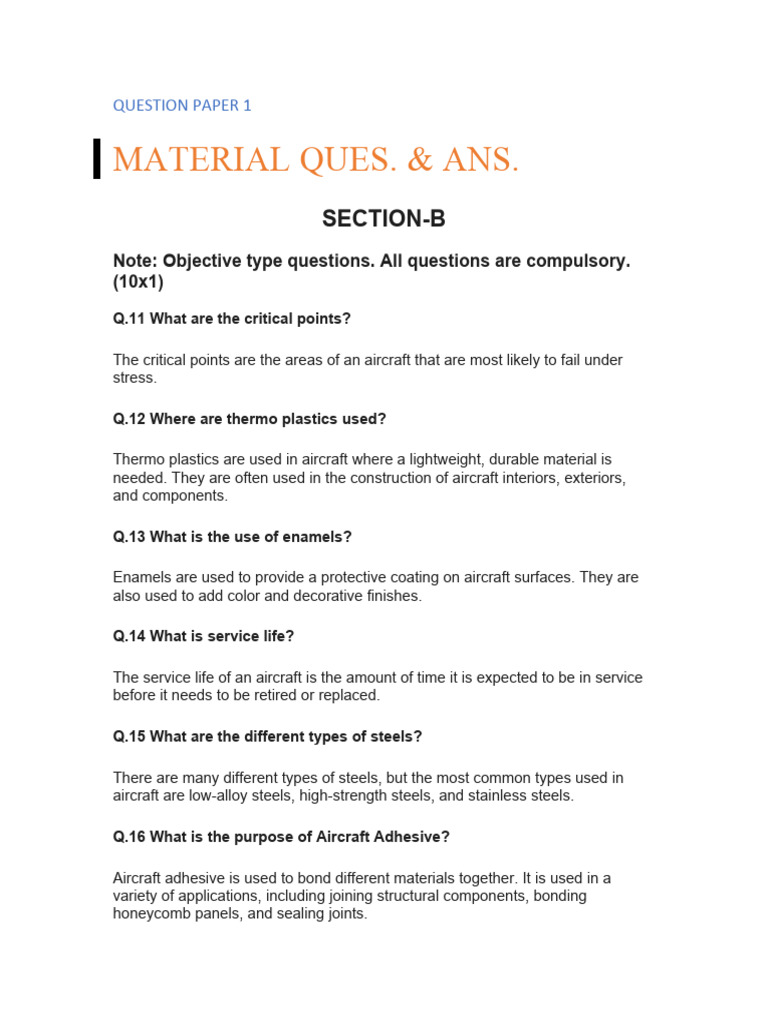 Aircraft Materials Questions | PDF | Heat Treating | Steel