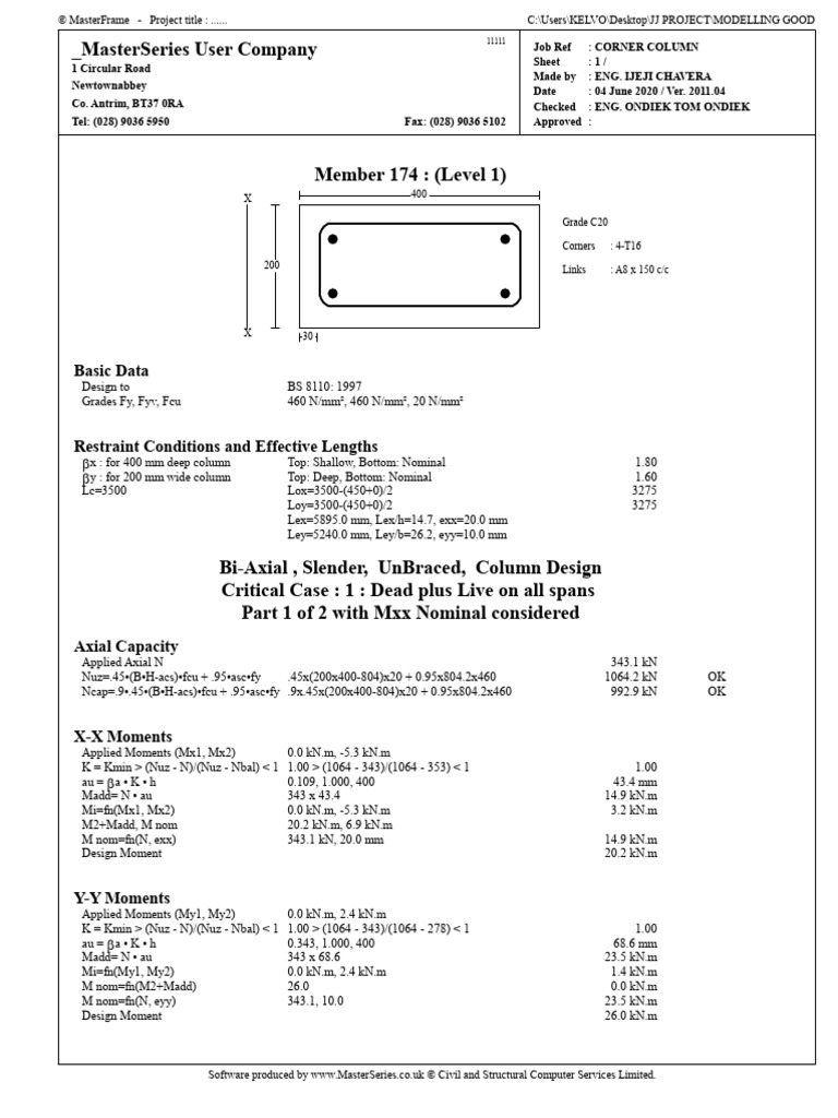 Bi-Axial Column Design Analysis | PDF