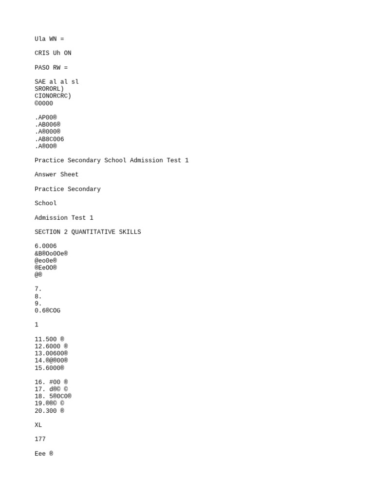 Barrons SSAT Practice Test 1 | PDF | Numbers | Elementary Mathematics