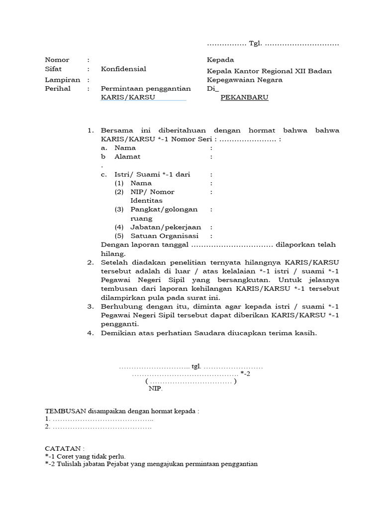 Permintaan Karsu Pengganti | PDF