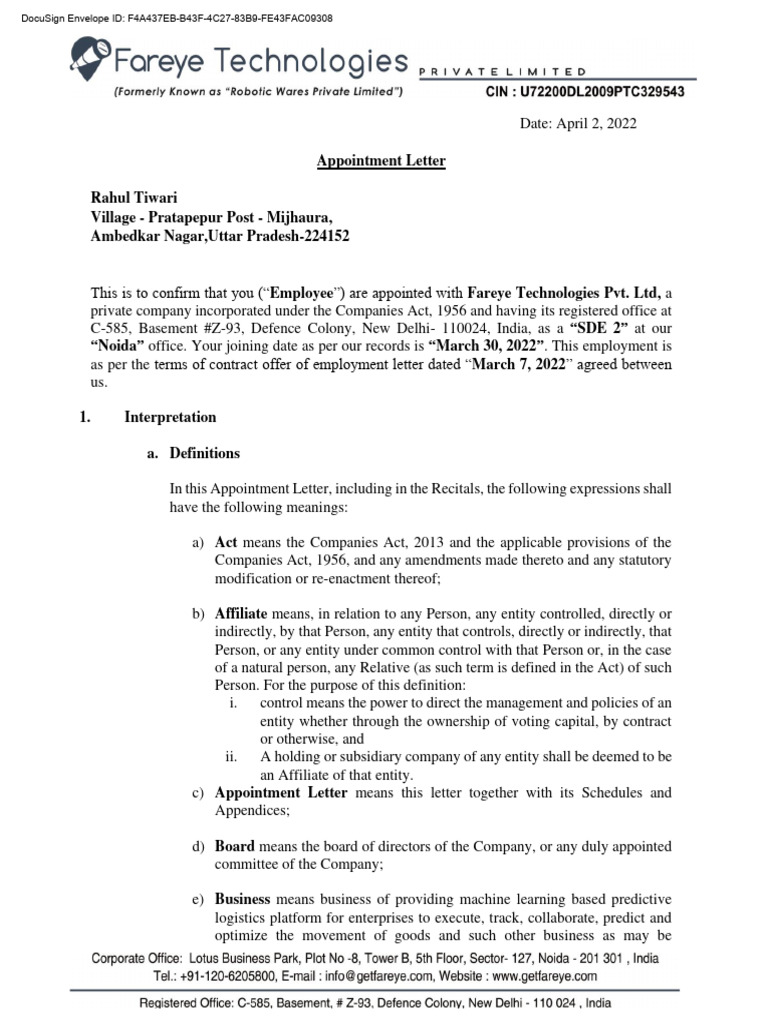 Offer Letter Far Eye | PDF | Legal Remedy | Employment