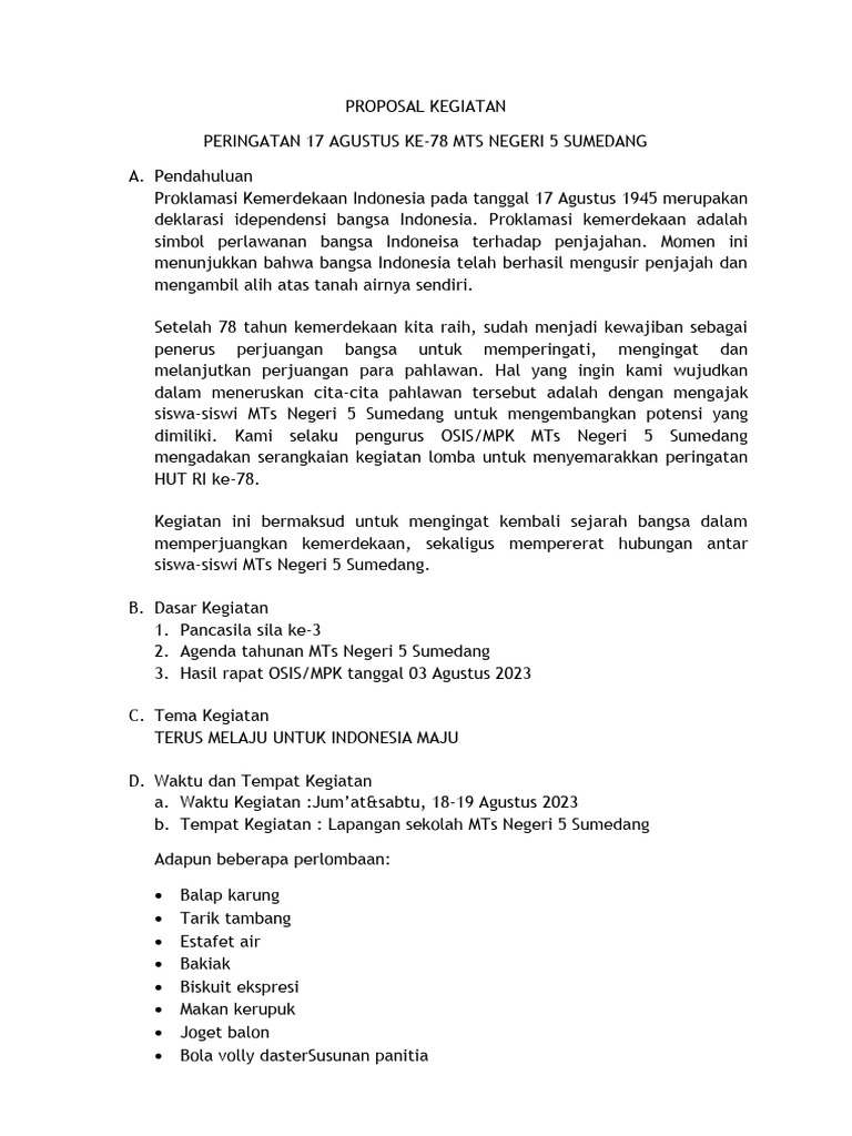 Proposal Kegiatan Osis | PDF