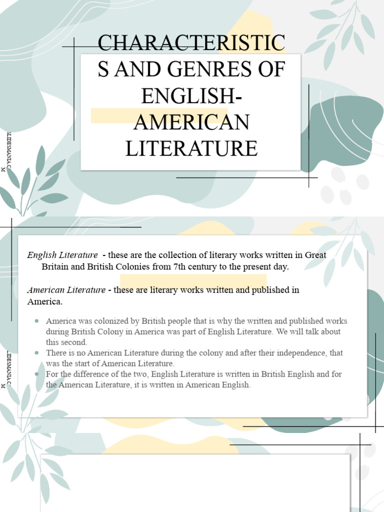 Characteristics and Genre of English-American Literature | PDF | Genre ...