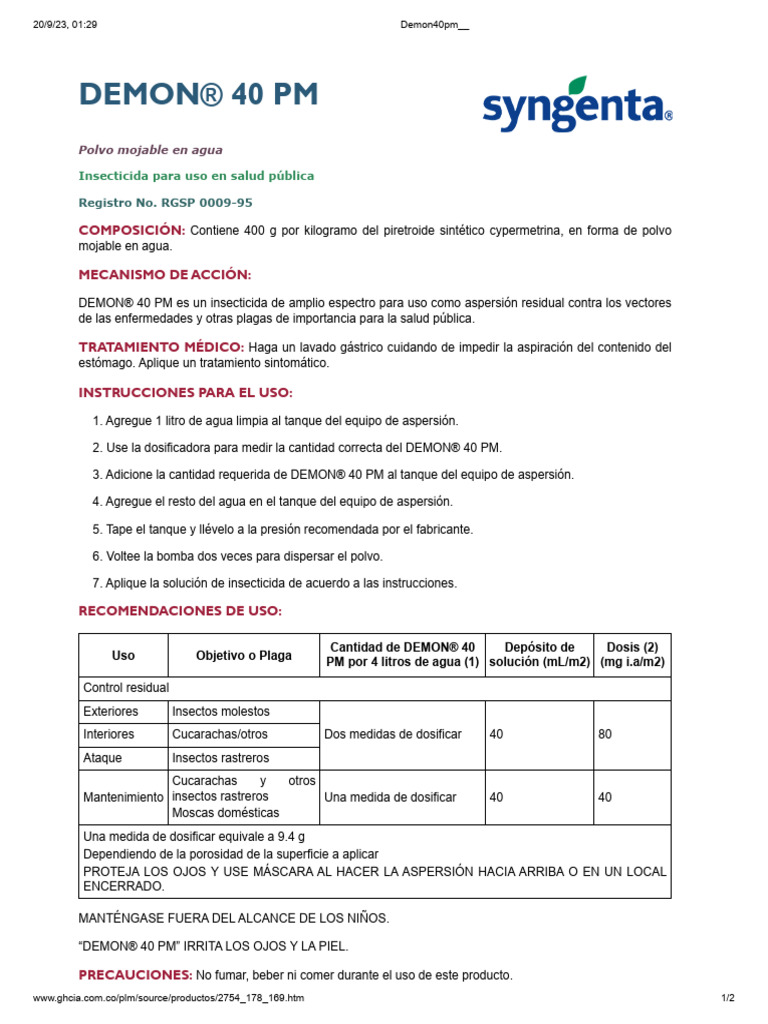 Demon40pm Med | PDF | Agua | Insectos