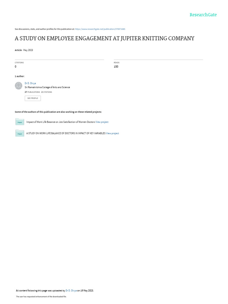 Employee Engagement at Jupiter Knitting | PDF | Chi Squared Test ...