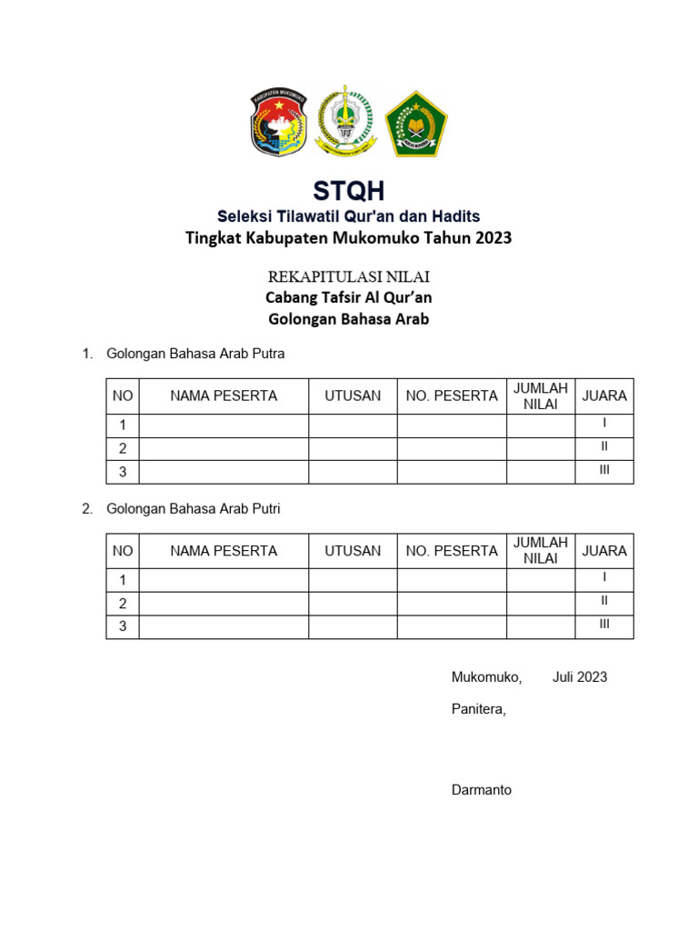 Contoh Rekapitulasi Nilai | PDF
