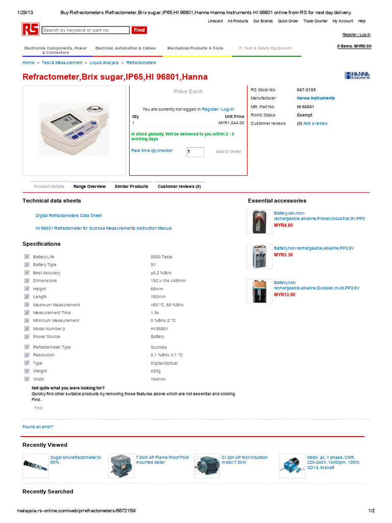 Refractometers Hanna Instruments | PDF
