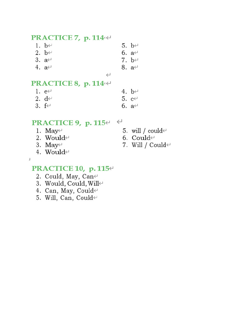 Workbook Answer) Grammar p.114-115 | PDF