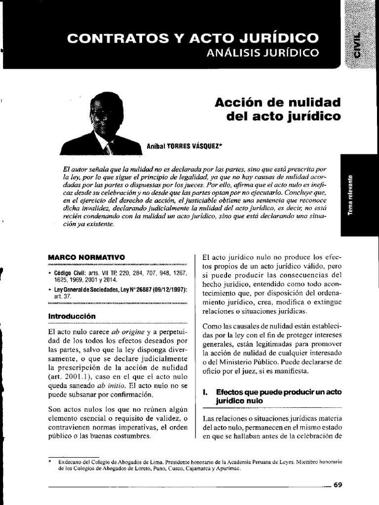 Accion de Nulidad Del Acto Juridico | PDF
