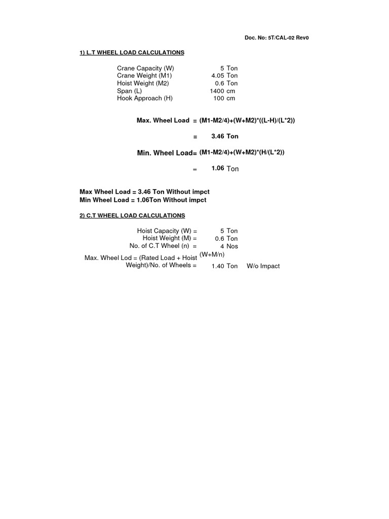 L.T & C.T Wheel Load Calculation | PDF | Science & Mathematics