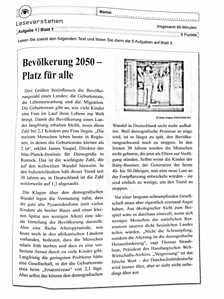 A2 Leseverstehen Test