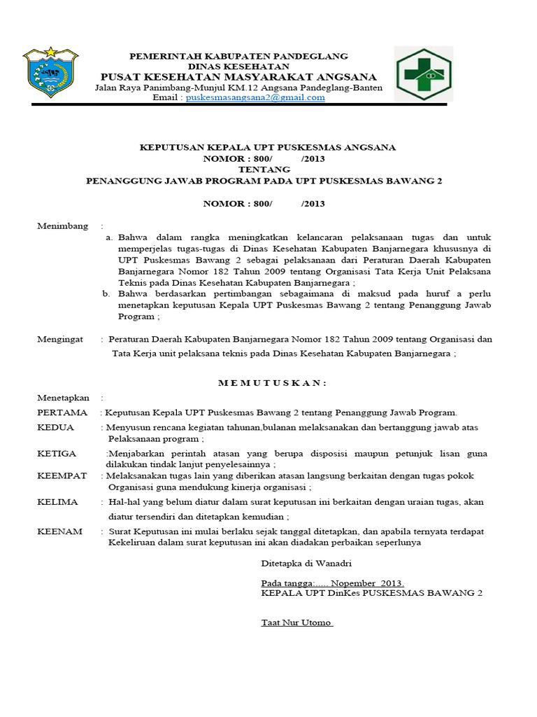 5.1.1.b SK Penetapan Pemegang Program | PDF