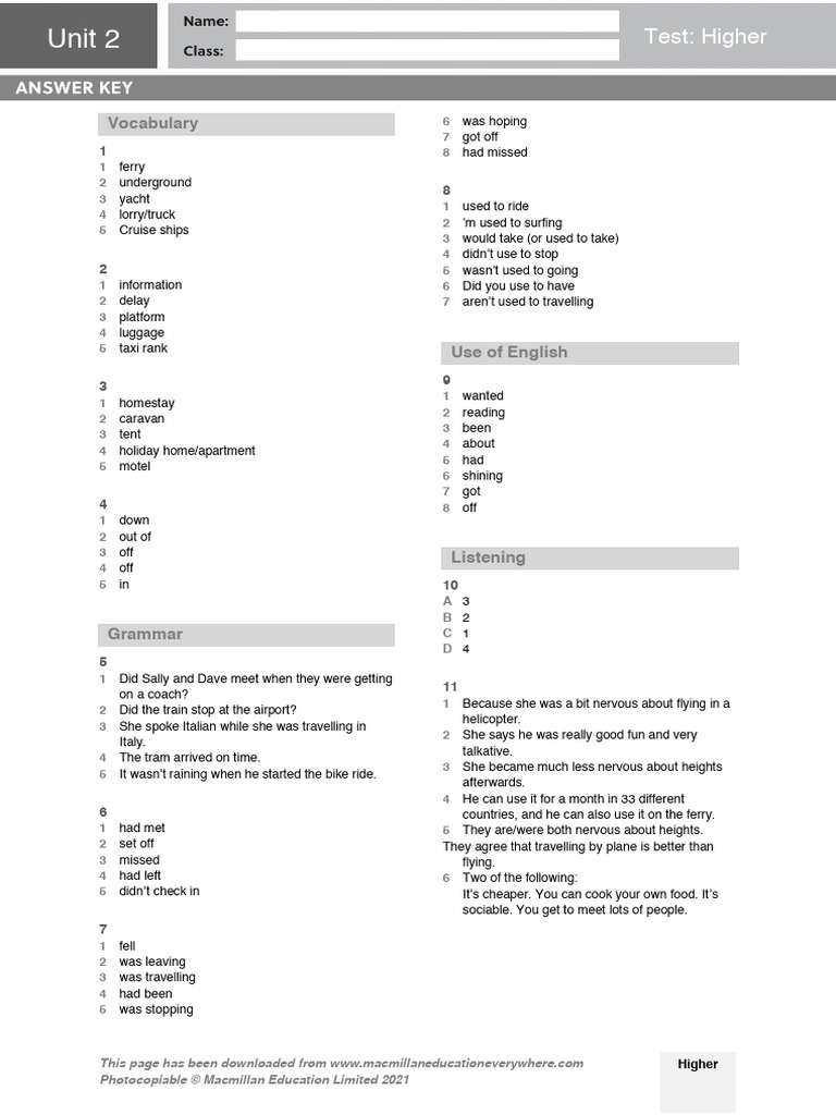B1PLUS U2 Higher AK | PDF | Transport