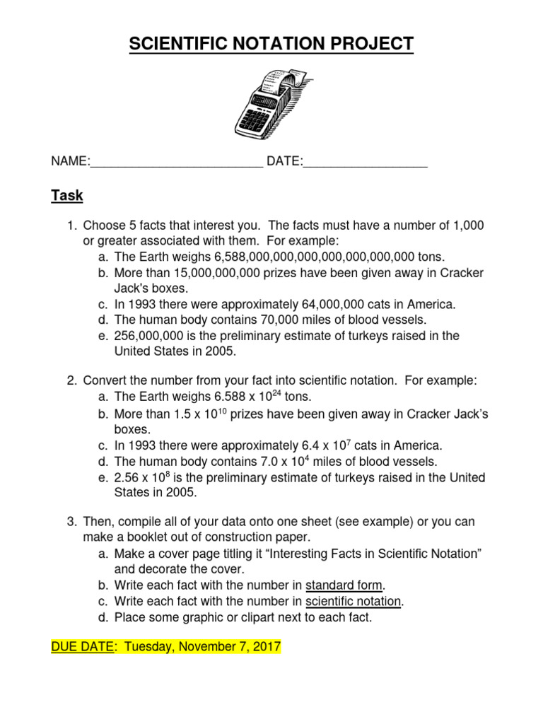 Scientific Notation Project Extra Credit | PDF