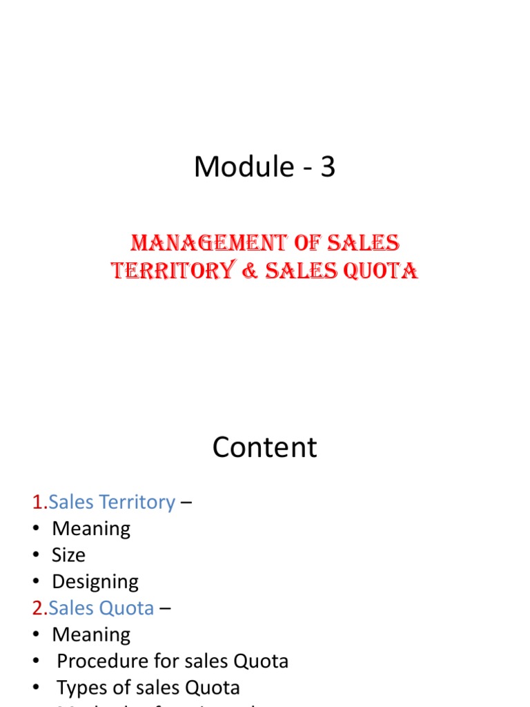 Sales Territory and Quota Management | PDF | Sales | Market (Economics)
