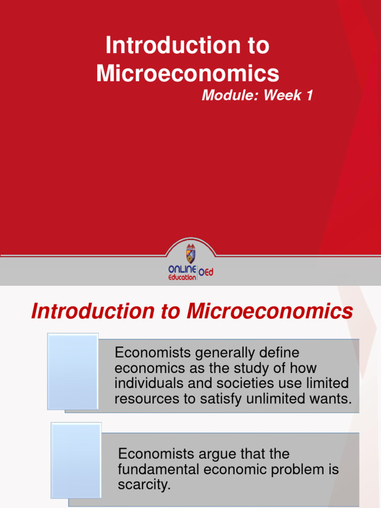 W1 - Lesson 1. Introduction To Microeconomics - PRESENTATION | PDF ...
