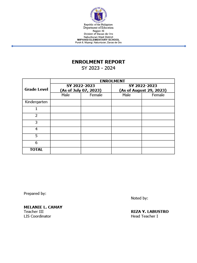 Enrolment Report | PDF