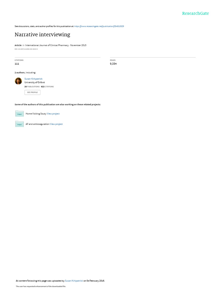 Narrative Interviewing | PDF | Narrative | Interview