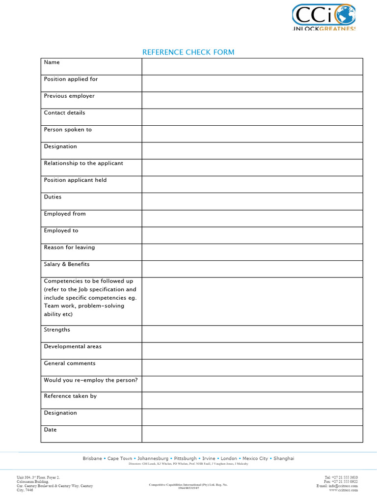 Employment Reference Form - 28.09.2022 | PDF