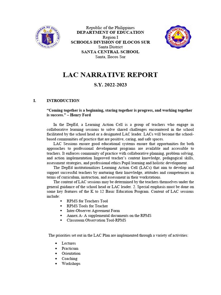 Narrative LAC | PDF | Learning | Teachers