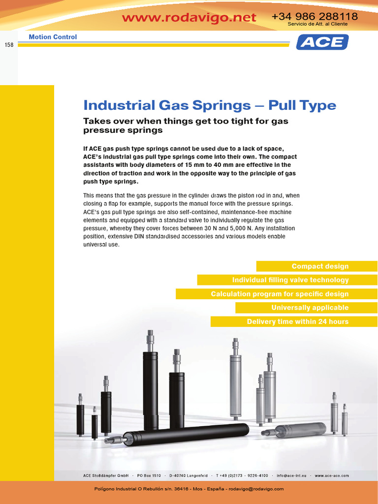 Industrial Pull Type Gas Springs Guide | PDF | Valve | Piston