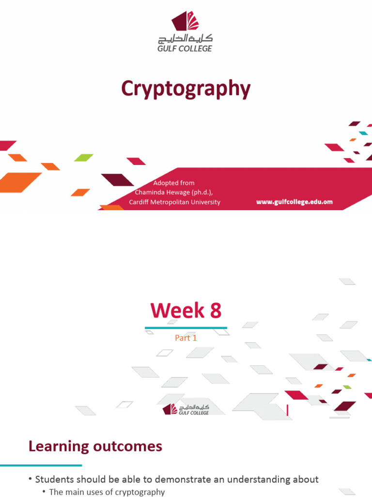 Week 8 9 Cryptography Symmetric Encryption-1 - Part 1 2 | PDF | Cryptography | Encryption
