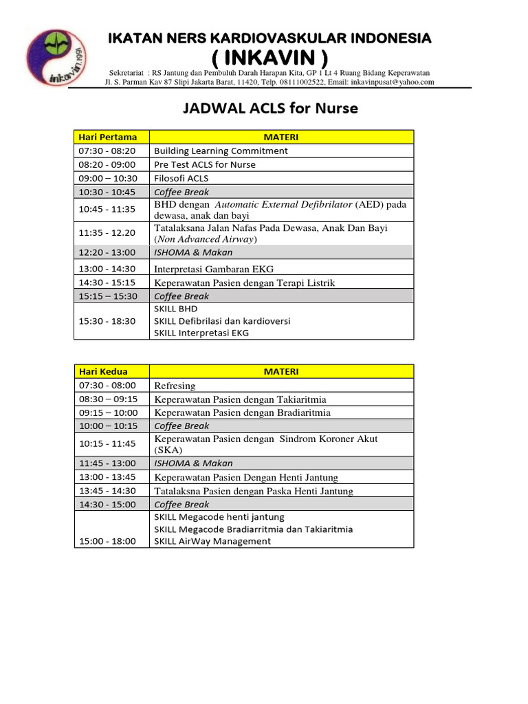 Jadwal Acls Inkavin 2019 | PDF | Memasak, Makanan, & Anggur | Sains ...