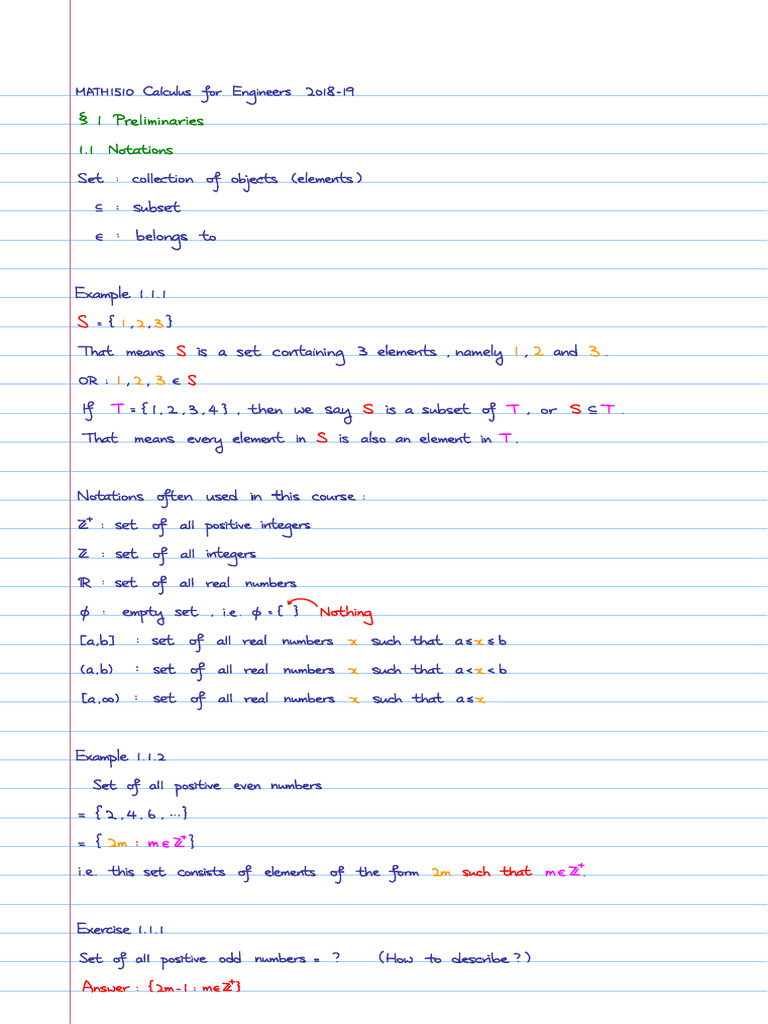 MATH1510 Lecture Notes | PDF