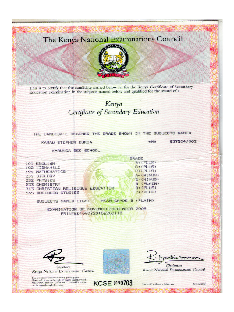 Dokumen - Tips Kcse Certificate 58baa4d2dfdce | PDF